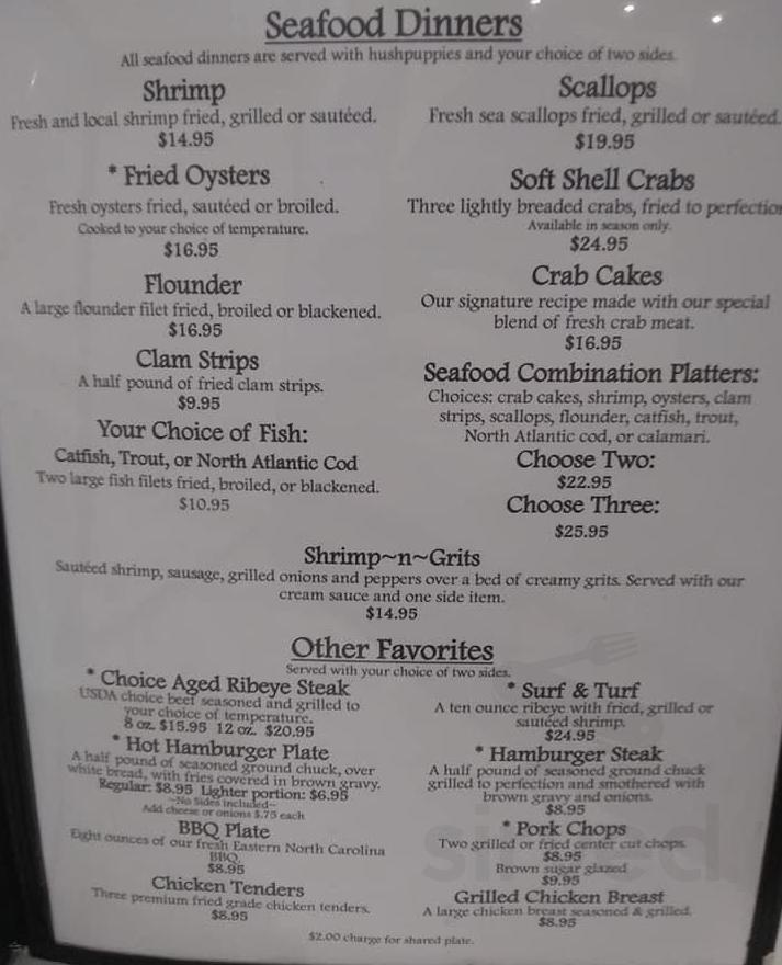 Mayo's Seafood Restaurant menus in Bayboro, North Carolina, United States