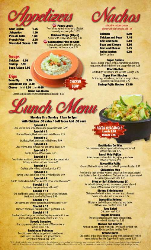 El Loro Mexican Restaurant menu in Chesapeake, Virginia, USA