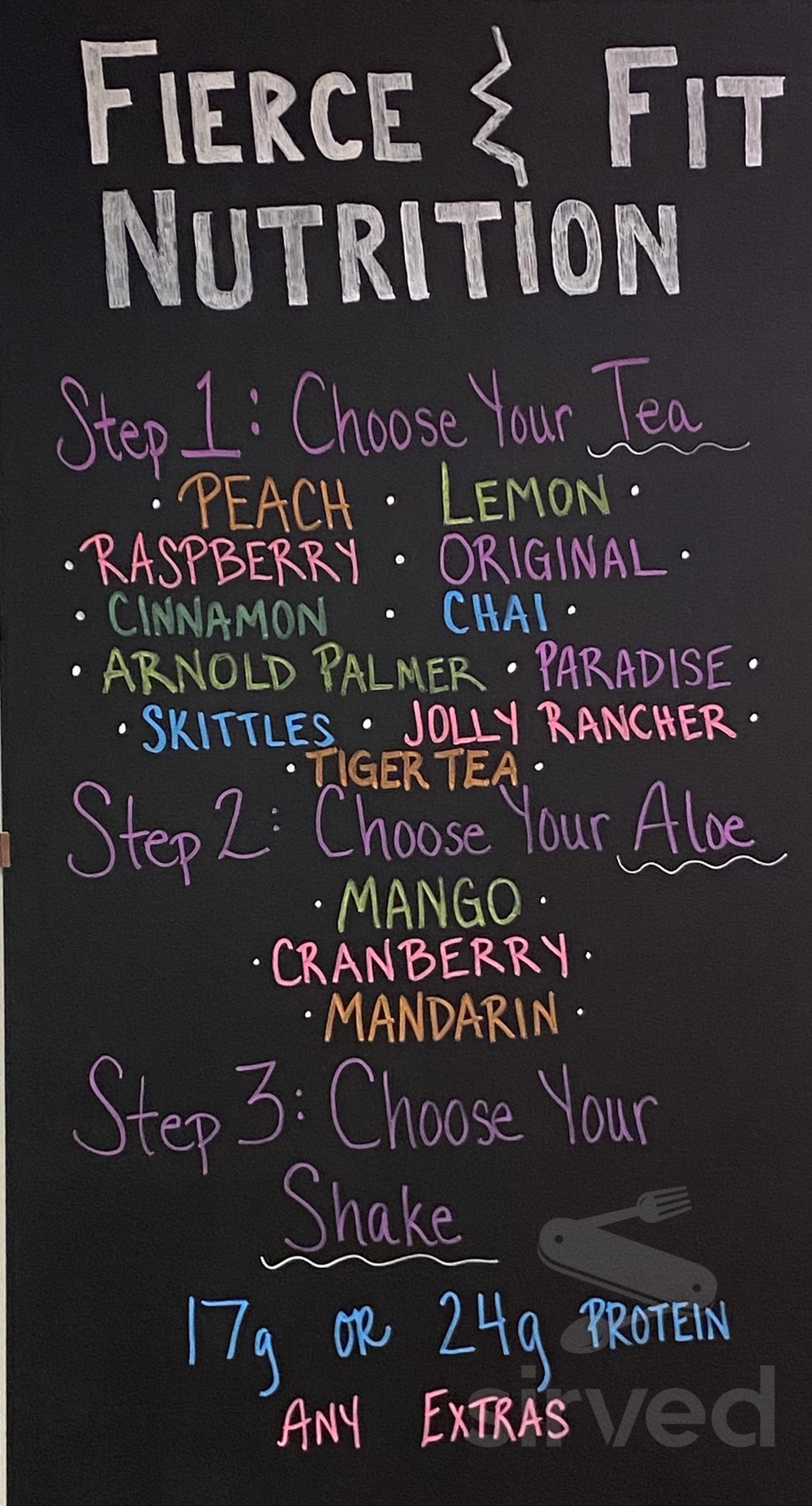 Fierce and Fit Nutrition menu in Holgate, Ohio, USA