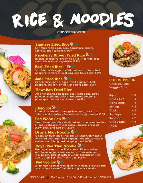 Buddha Thai Bistro menu in Jacksonville Beach, Florida, USA