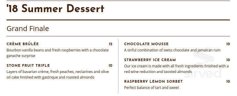 River's End Restaurant & Inn menu in Jenner, California, USA