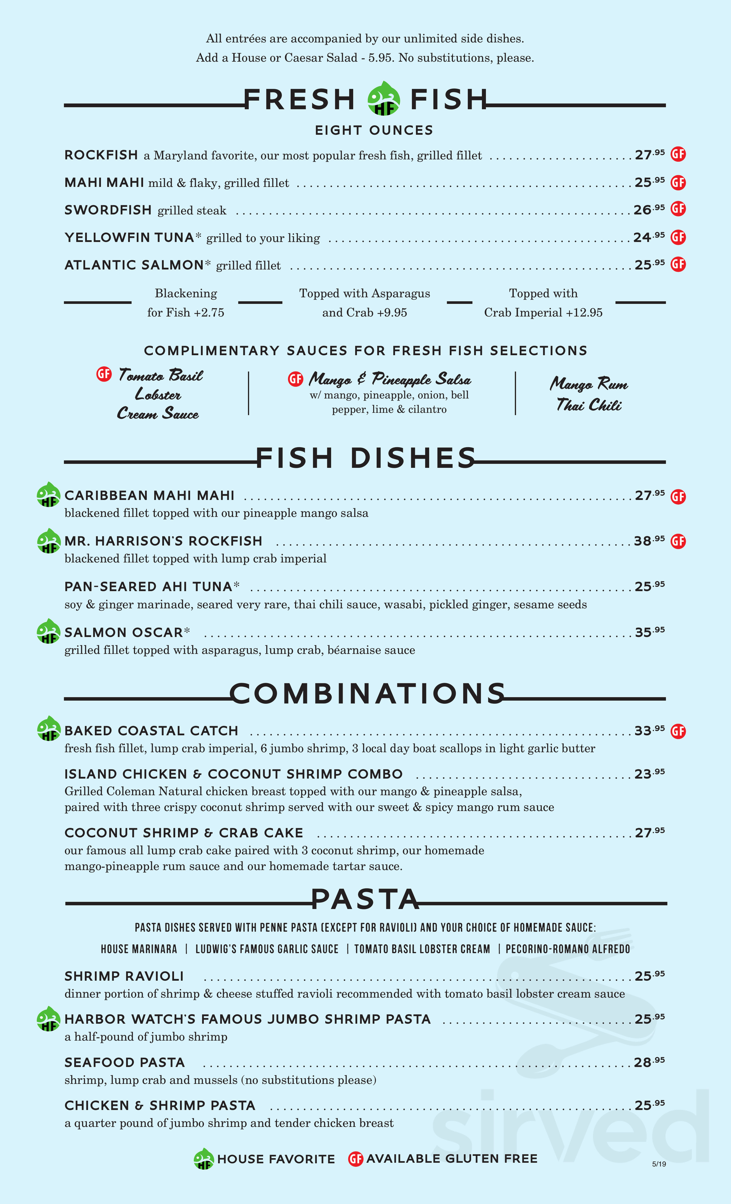Harrison's Harbor Watch menu in Ocean City, Maryland, USA