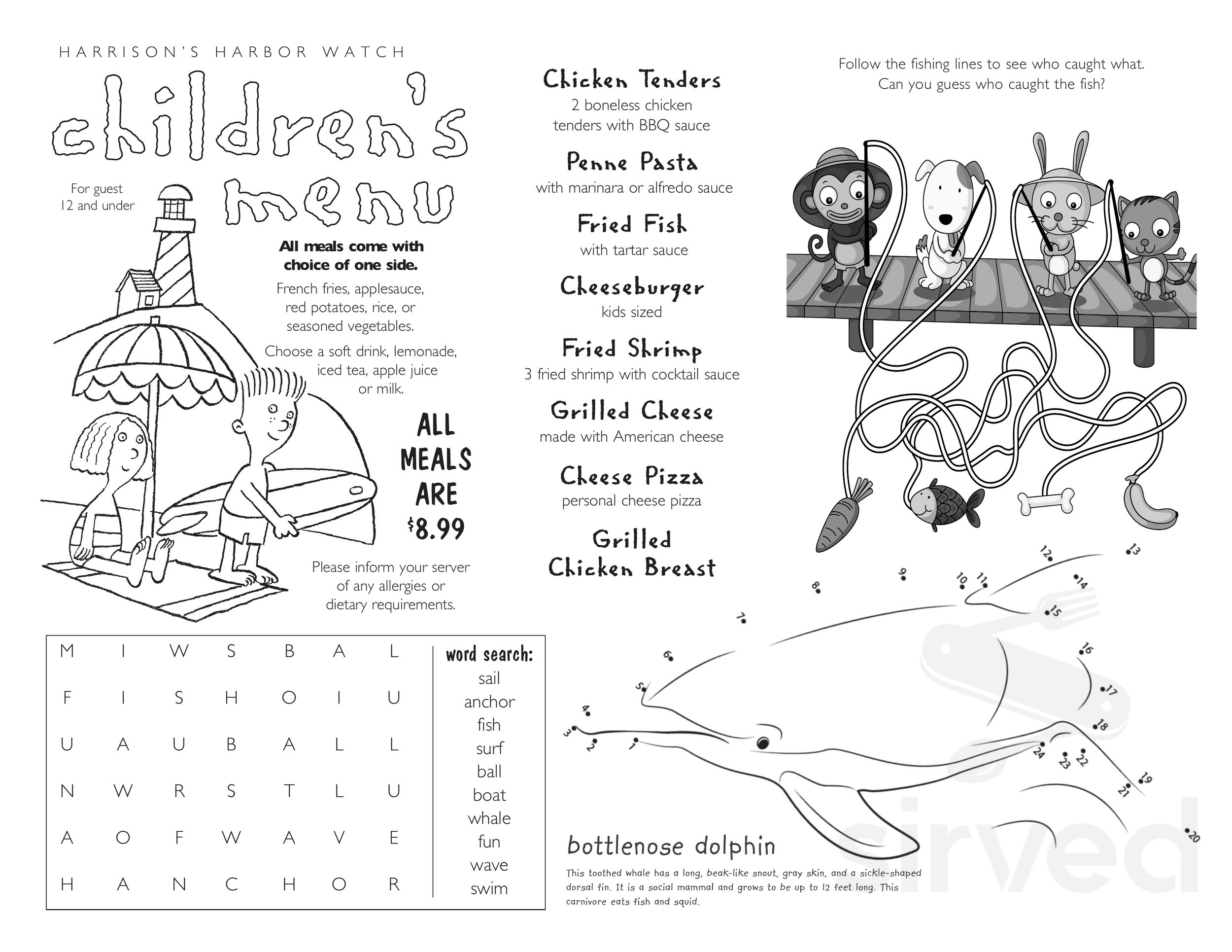 Harrison's Harbor Watch menu in Ocean City, Maryland, USA