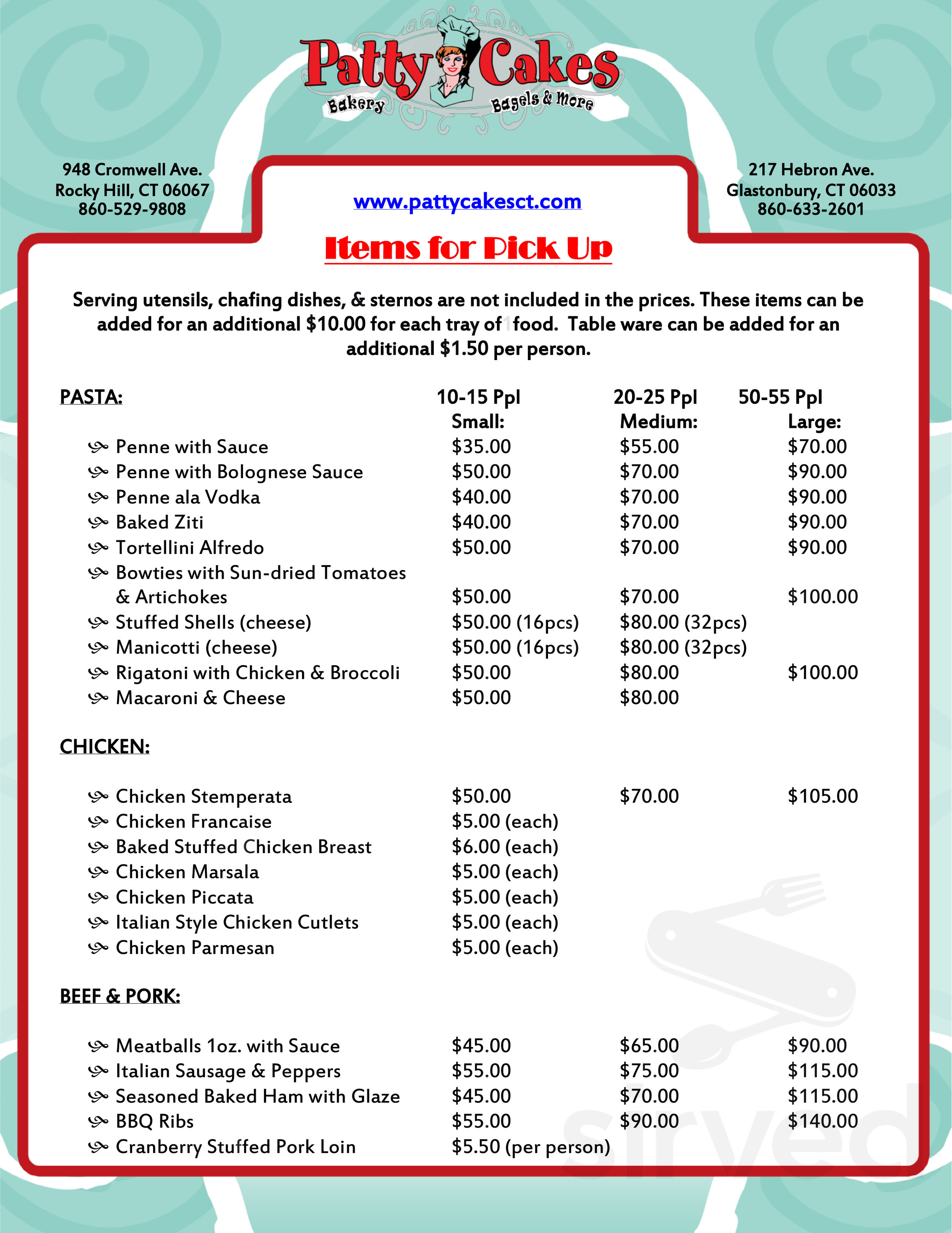Patty Cakes Bakery of CT menu in Glastonbury, Connecticut, USA