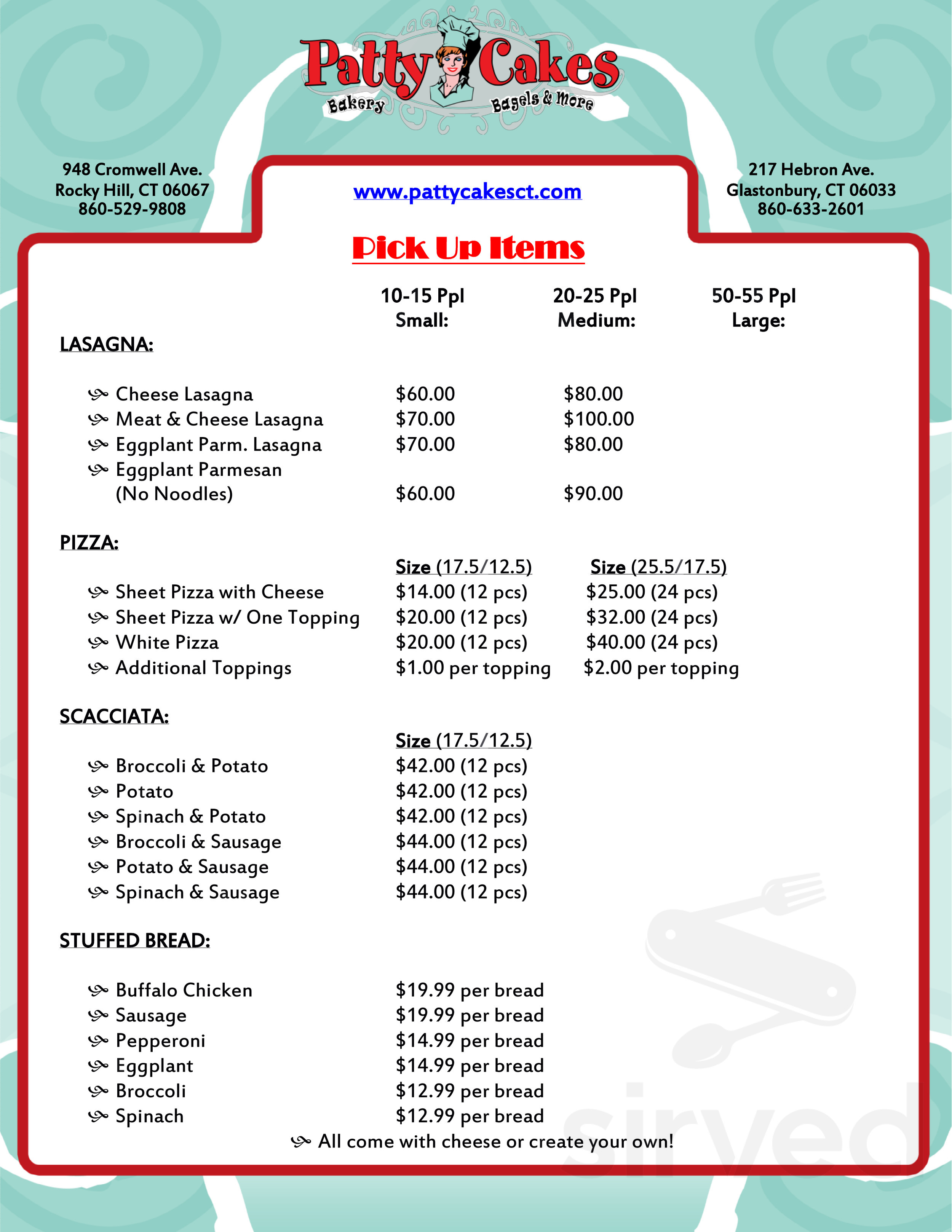 Patty Cakes Bakery of CT menus in Glastonbury, Connecticut, United States