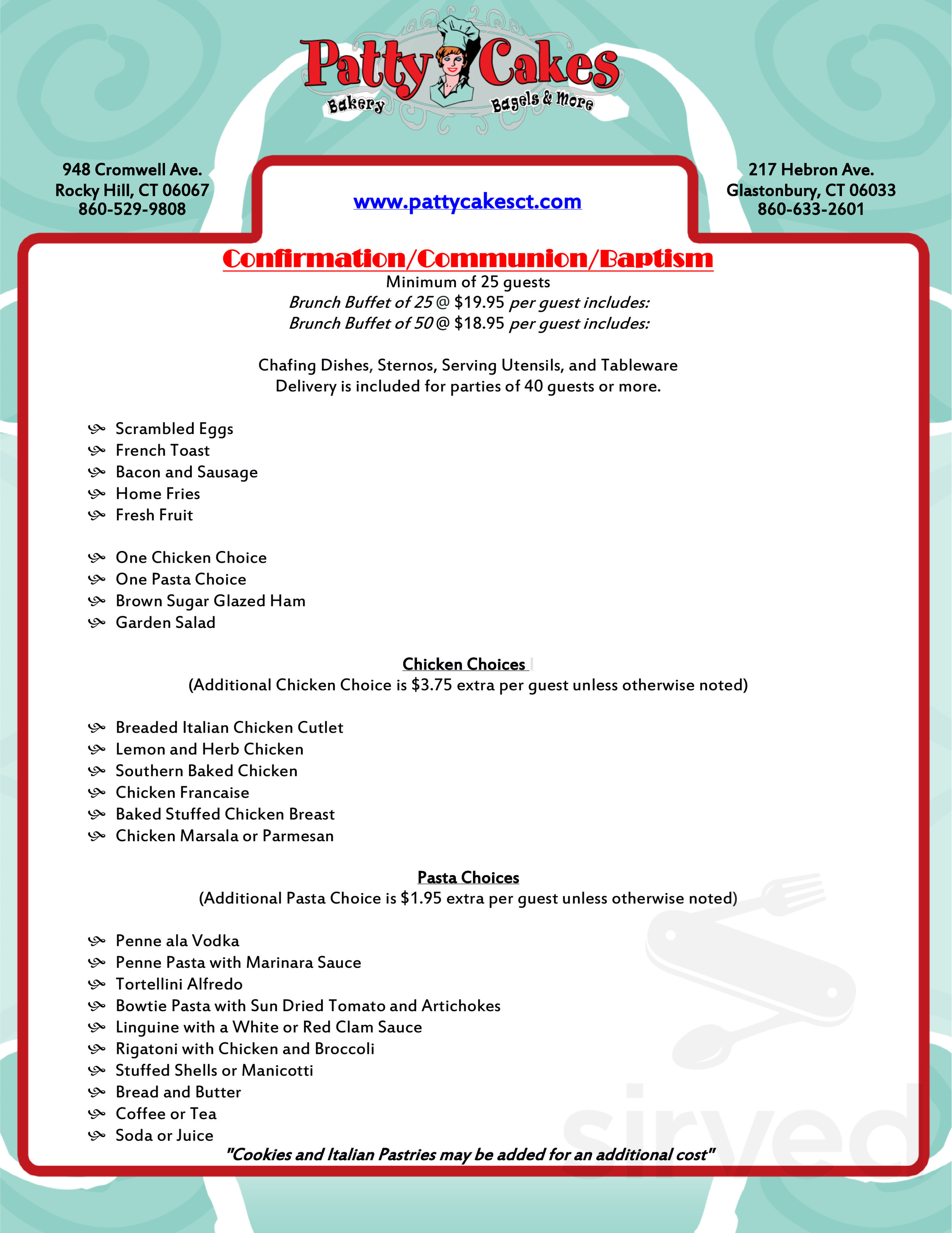 Patty Cakes Bakery of CT menus in Glastonbury, Connecticut, United States