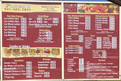 Ellis Seafood menu in Memphis, Tennessee, USA