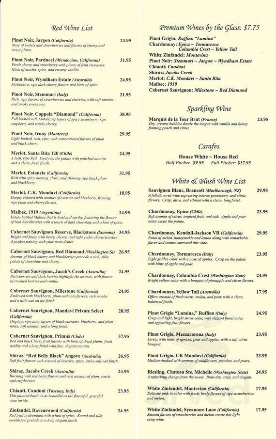 Nancy's menu in Queens, New York, USA