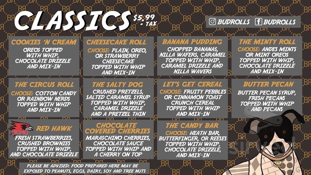 Buddy's Rolled Ice Cream menus in Cape Girardeau, Missouri, United States