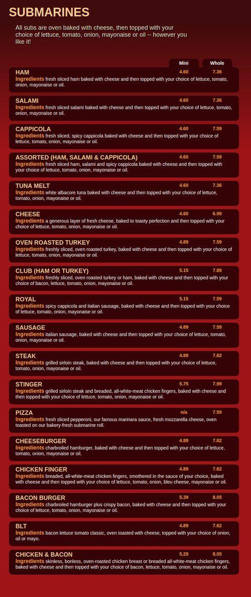 Zahz Pizza menu in Cheektowaga, New York, USA