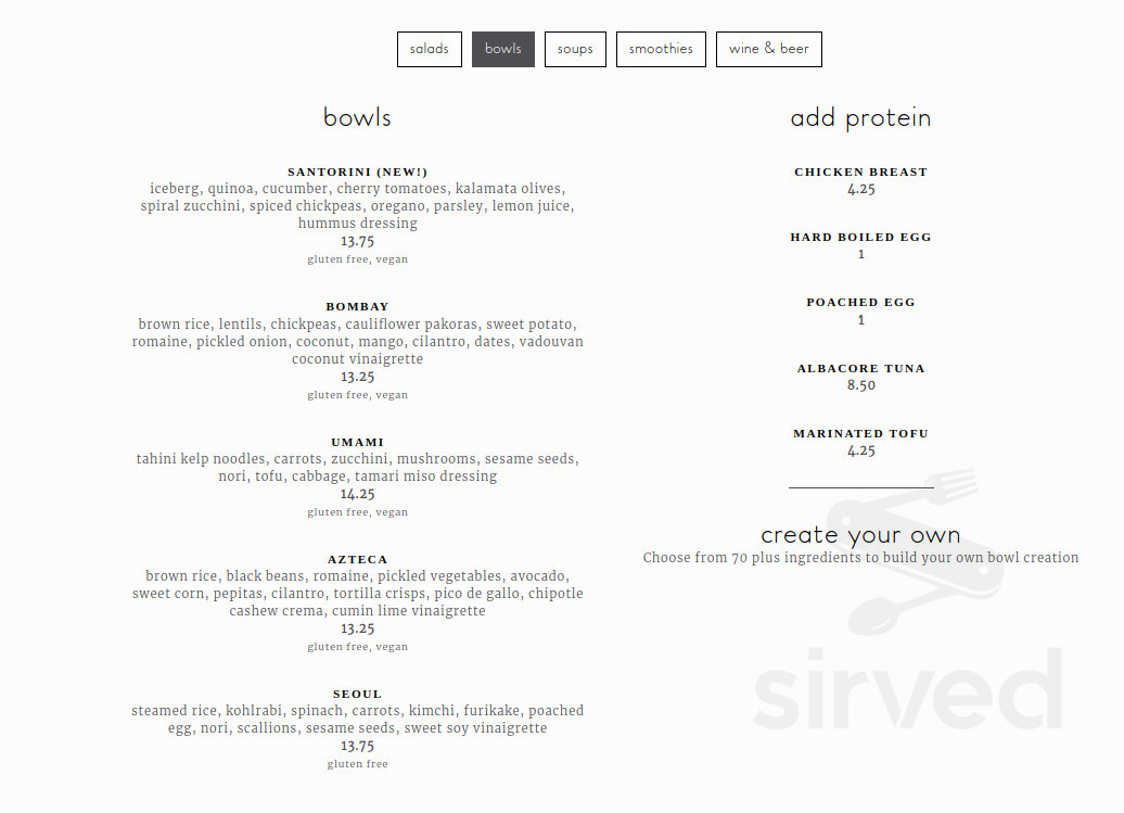 PLANTA Burger at Yorkville Village menus in Toronto, Ontario, Canada