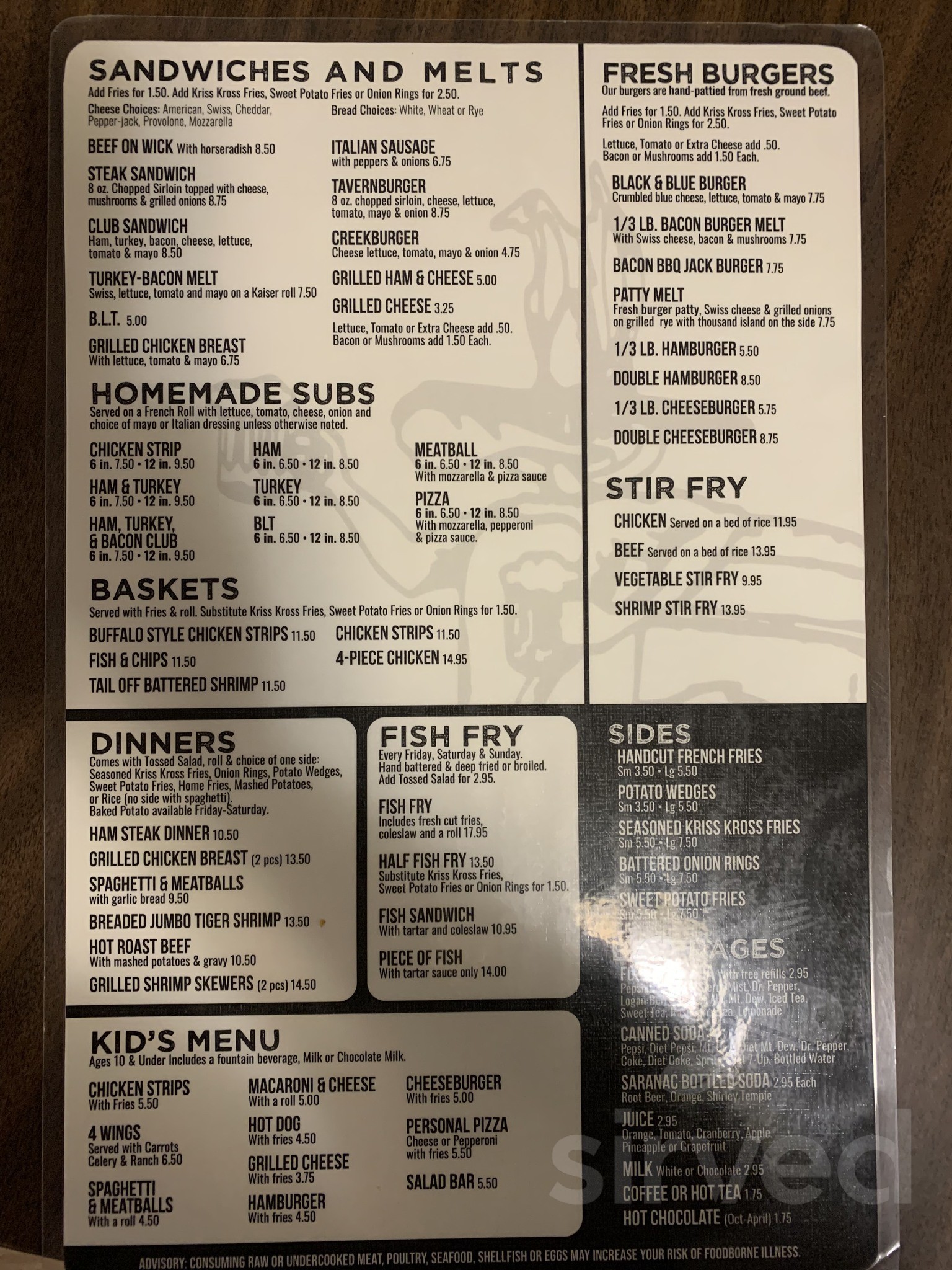 French Creek Tavern & Liquors menu in Clymer, New York, USA