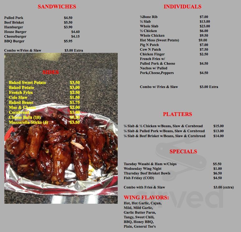 Baby-Boyz BBQ menu in Toronto, Ohio, USA