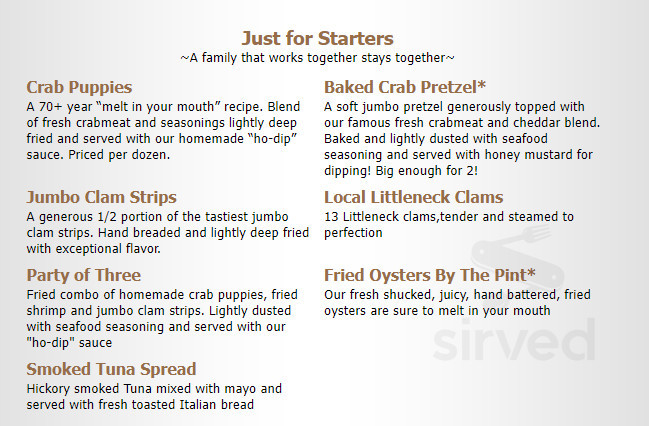 Meding's Seafood menu in Milford, Delaware, USA