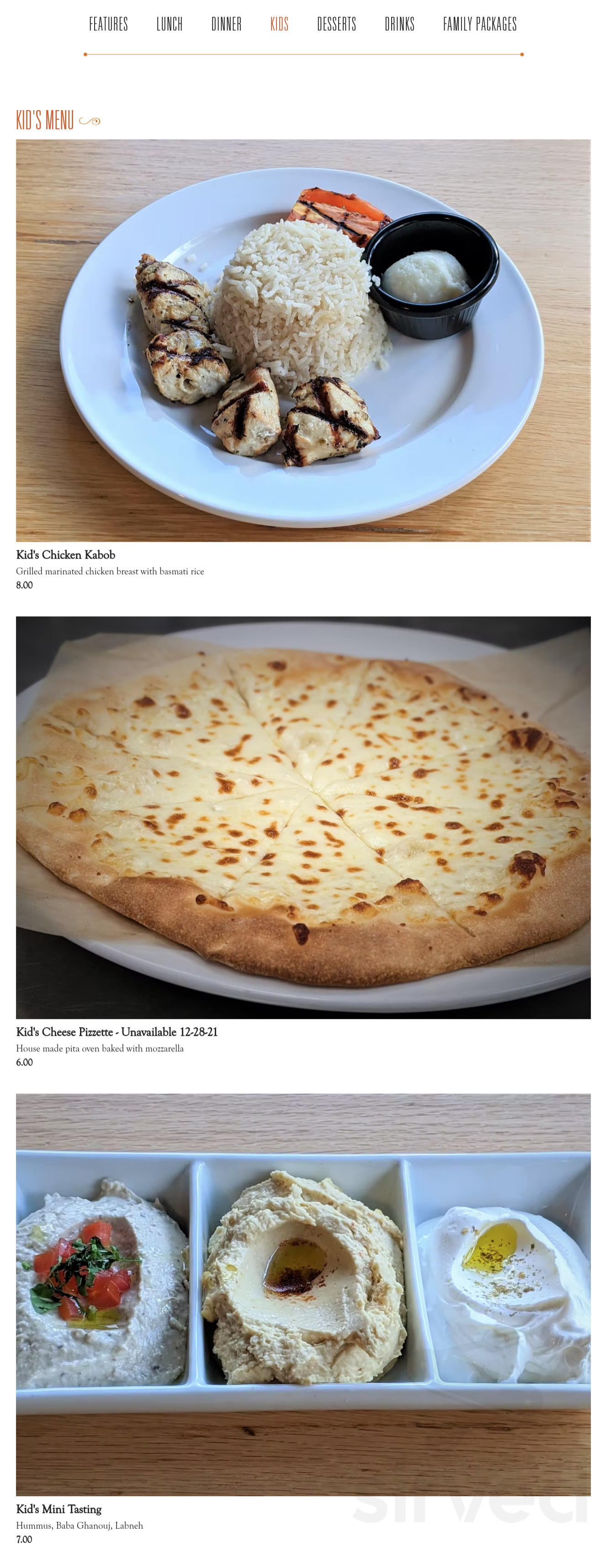 Sitti menu in Raleigh, North Carolina, USA