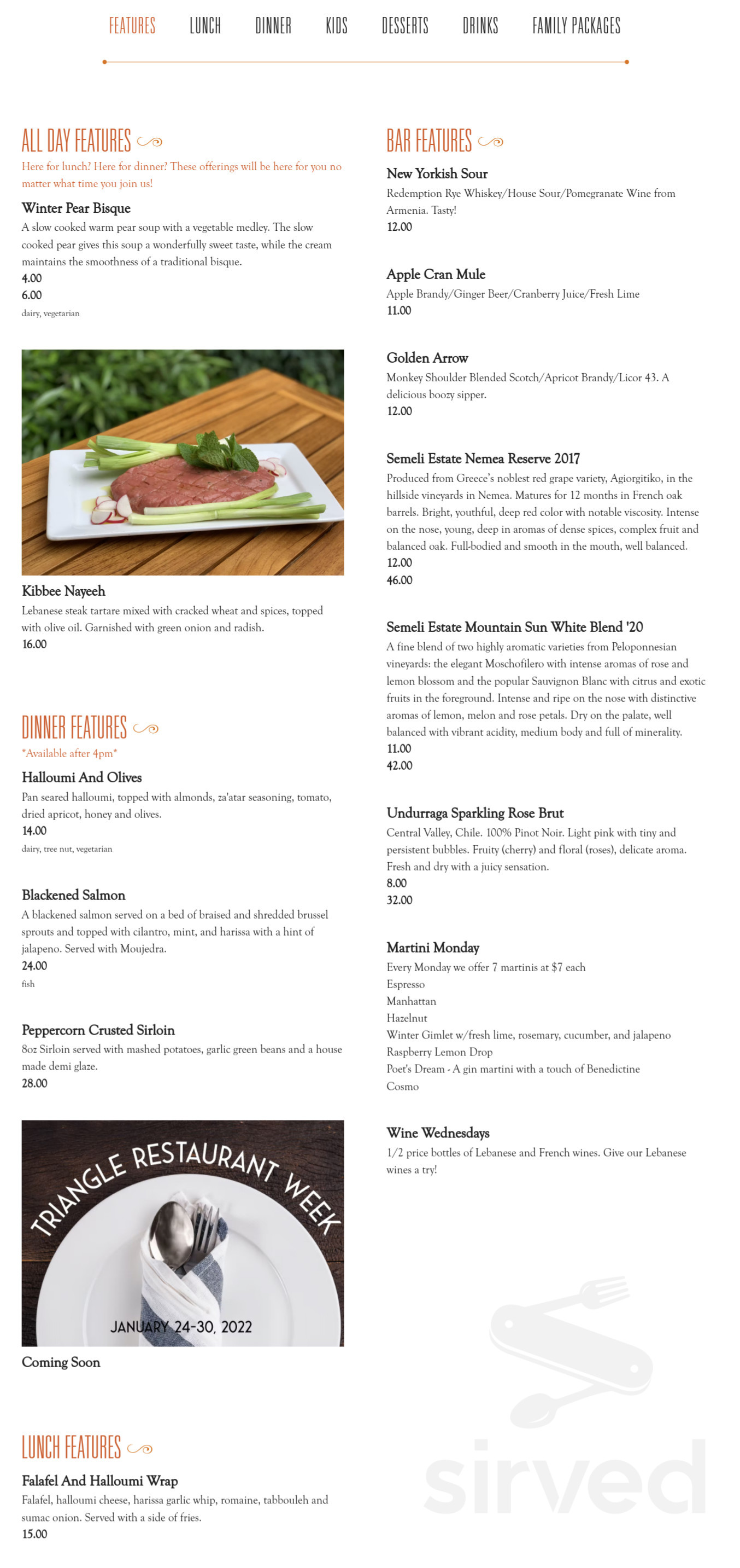 Sitti menu in Raleigh, North Carolina, USA