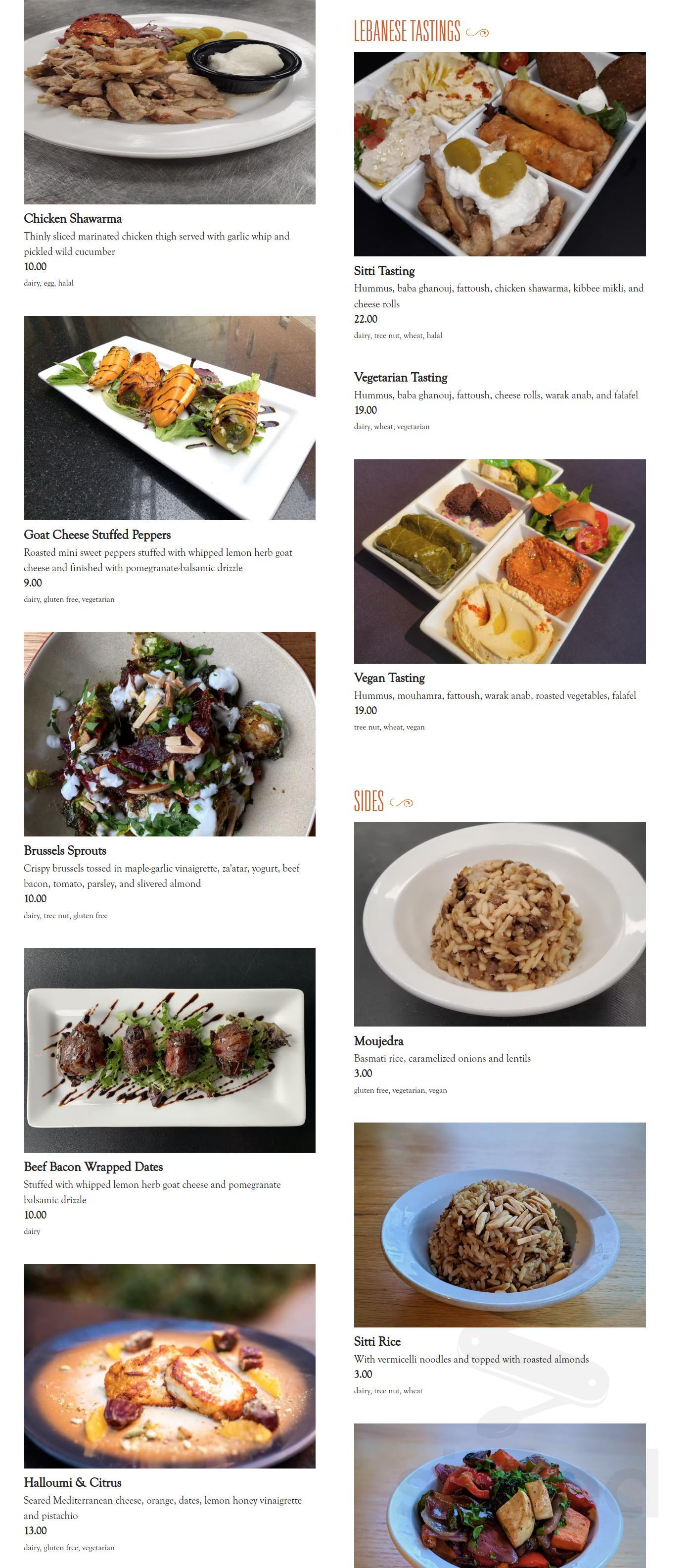 Sitti menu in Raleigh, North Carolina, USA