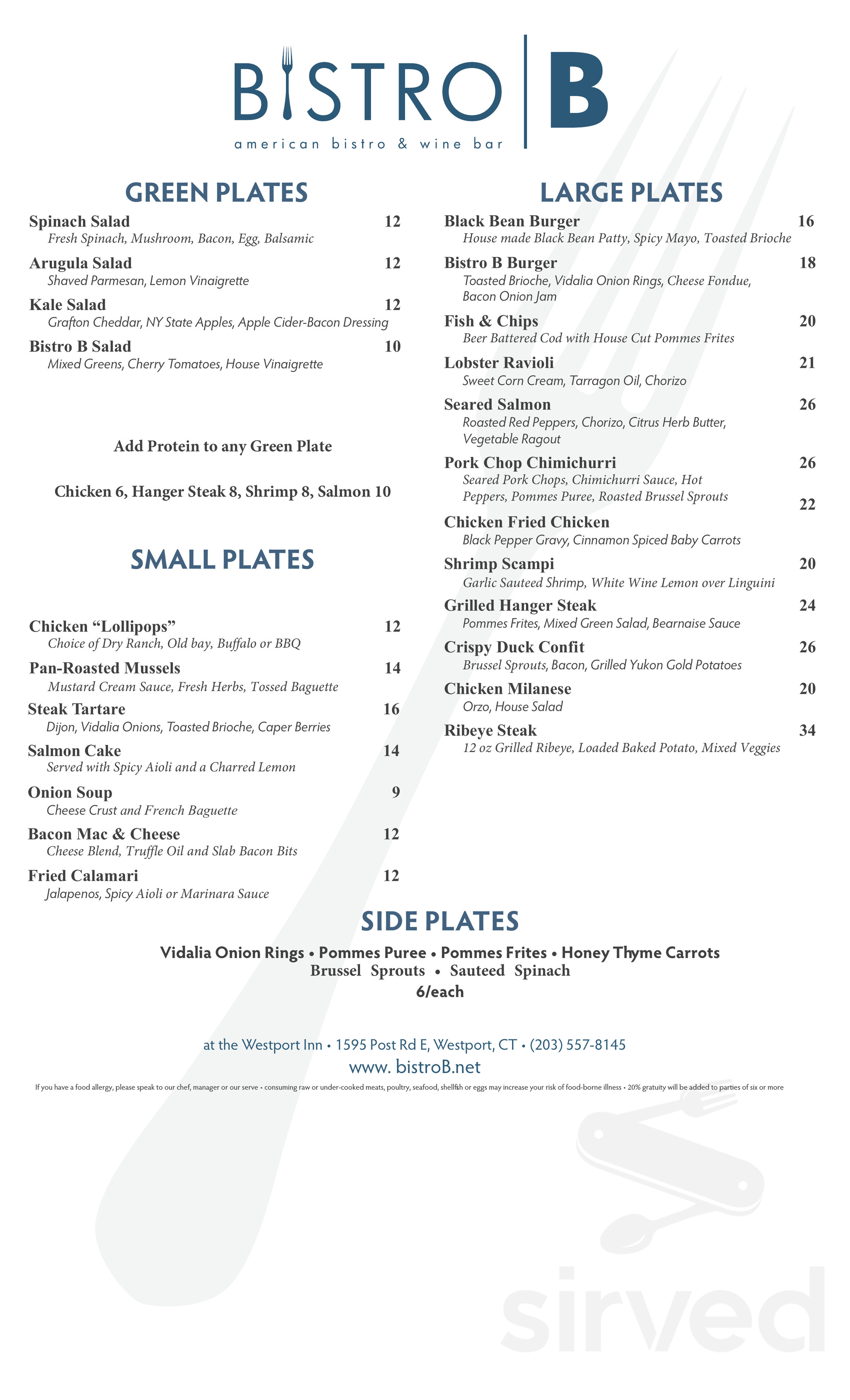 Bistro B menu in Westport, Connecticut, USA