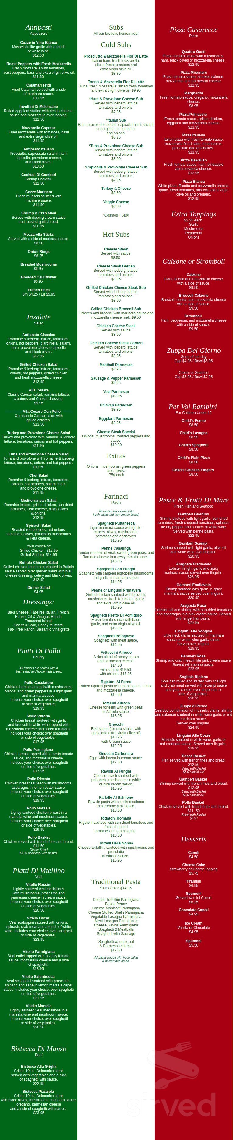 La Primavera Italiano Ristorante menus in Lewisburg, Pennsylvania ...