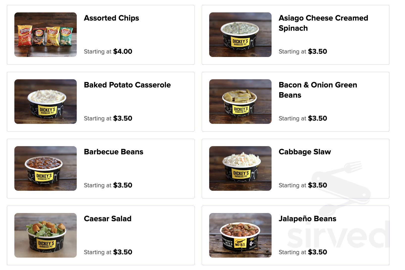 Menu - Arlington TX's Dickey's Barbecue Pit | Sirved