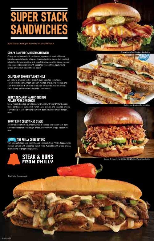 Dave & Buster's menu in Blackwood, New Jersey, USA