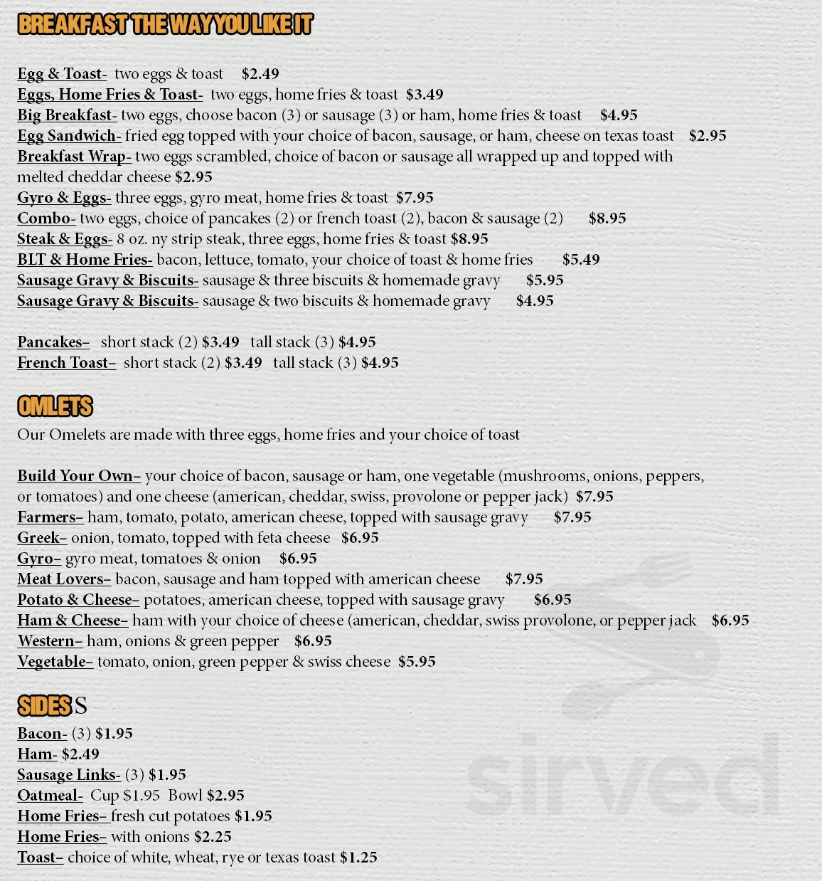 Menu for 49 Street Tavern in Cuyahoga Heights, OH | Sirved
