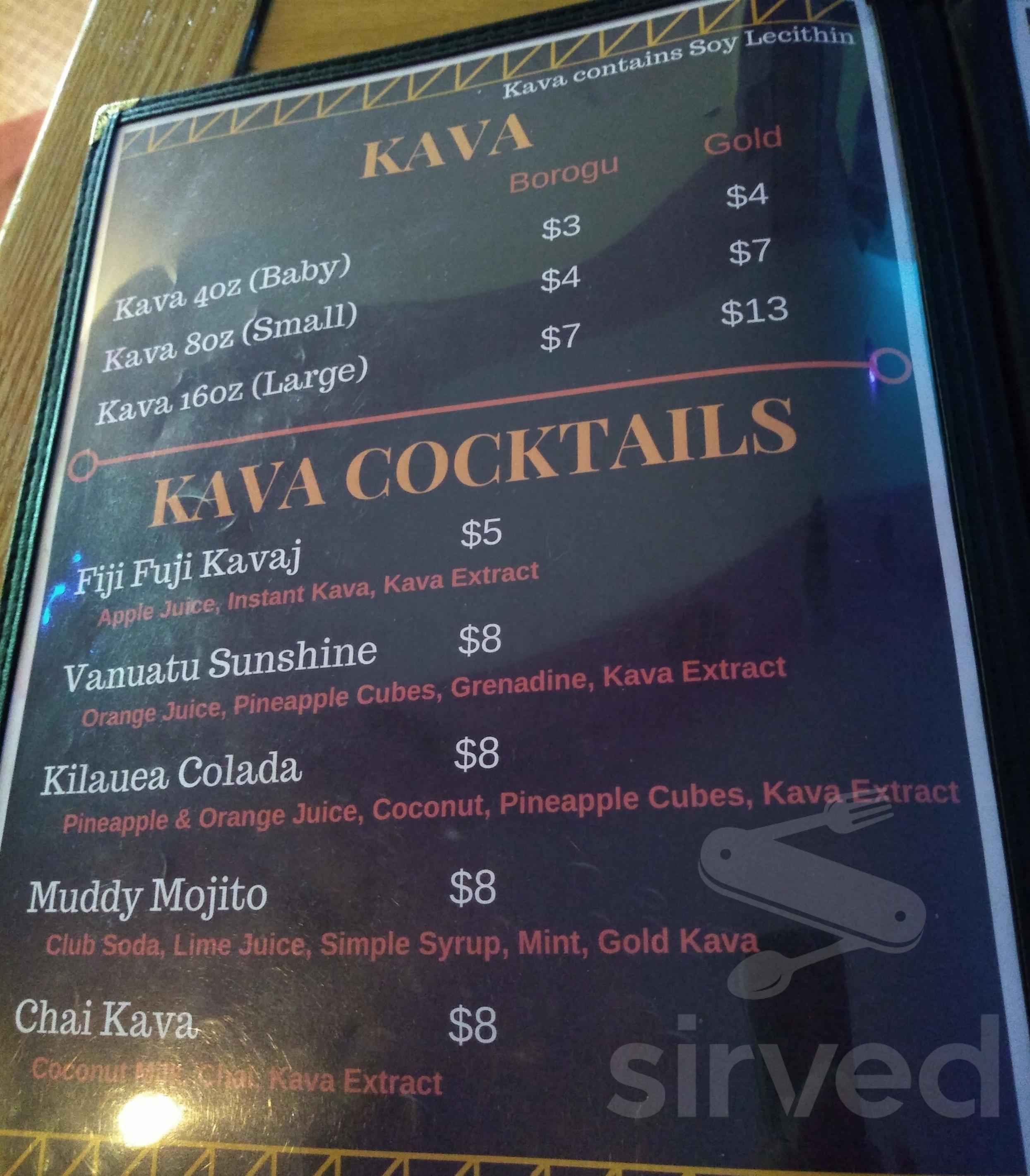 Vintage Kava menu in Weaverville, North Carolina, USA