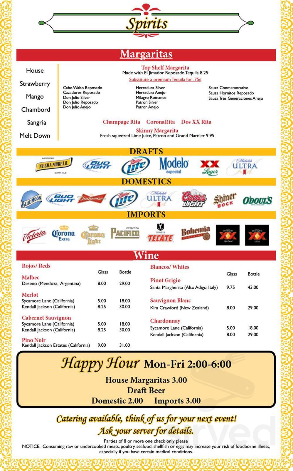 Chachi's Mexican Restaurant menu in Kingwood, Texas, USA