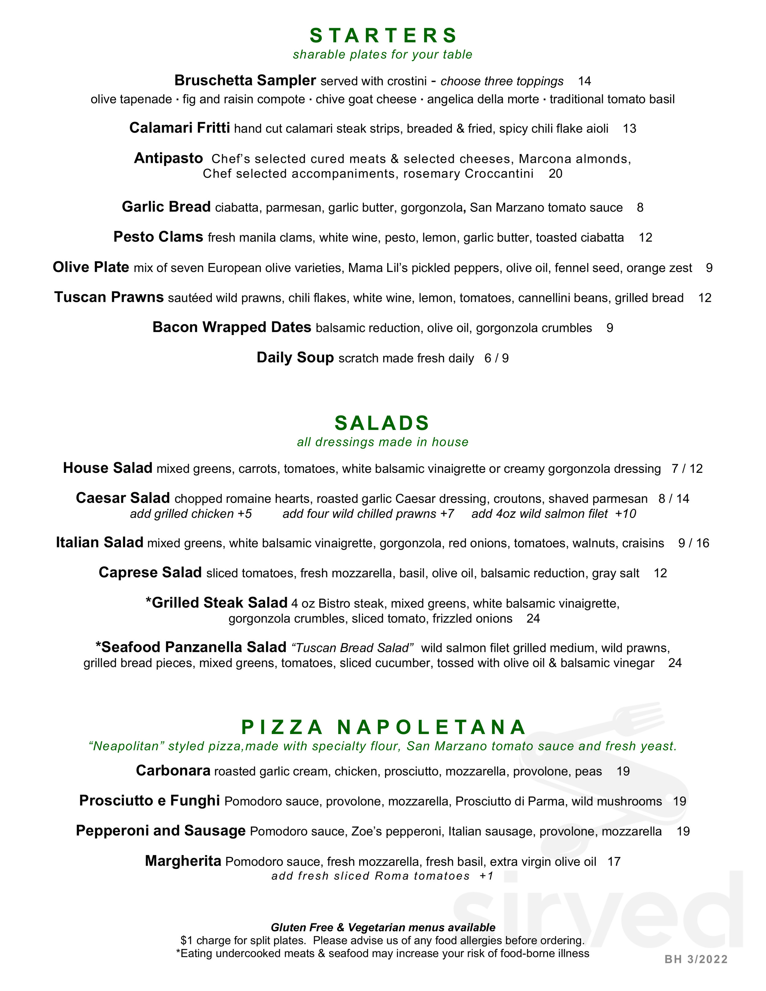 Lombardi's in Bellingham menu in Bellingham, Washington, USA