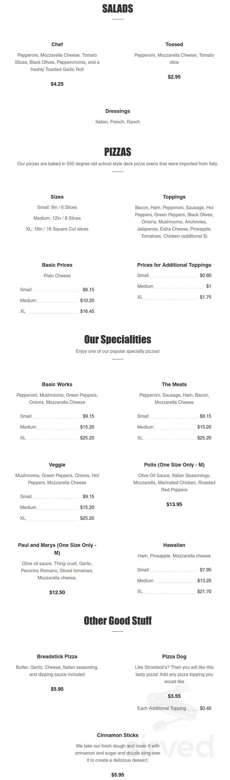 Penso's Pizza - Dover menus in Dover, Ohio, United States