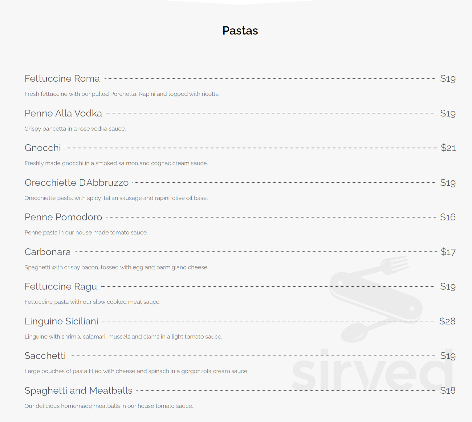 Menu - Barrie ON's Limoncello Bistro | Sirved