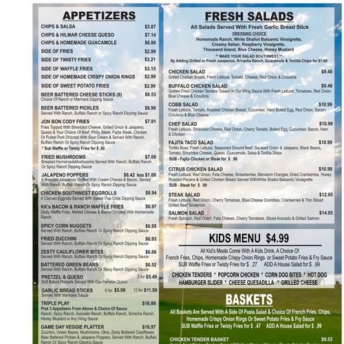 Twisted Elms Golf Club menu in Dalhart, Texas, USA