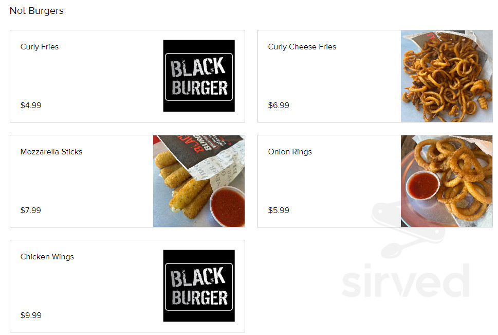 Black Burger menu in New York, New York, USA