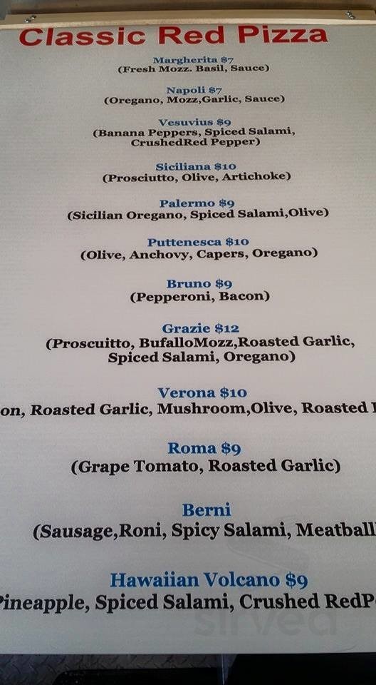 Menu - New Hartford NY's Mangia Macrina's Wood Fired Pizza | Sirved