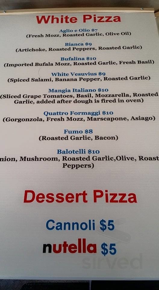 Menu - New Hartford NY's Mangia Macrina's Wood Fired Pizza | Sirved