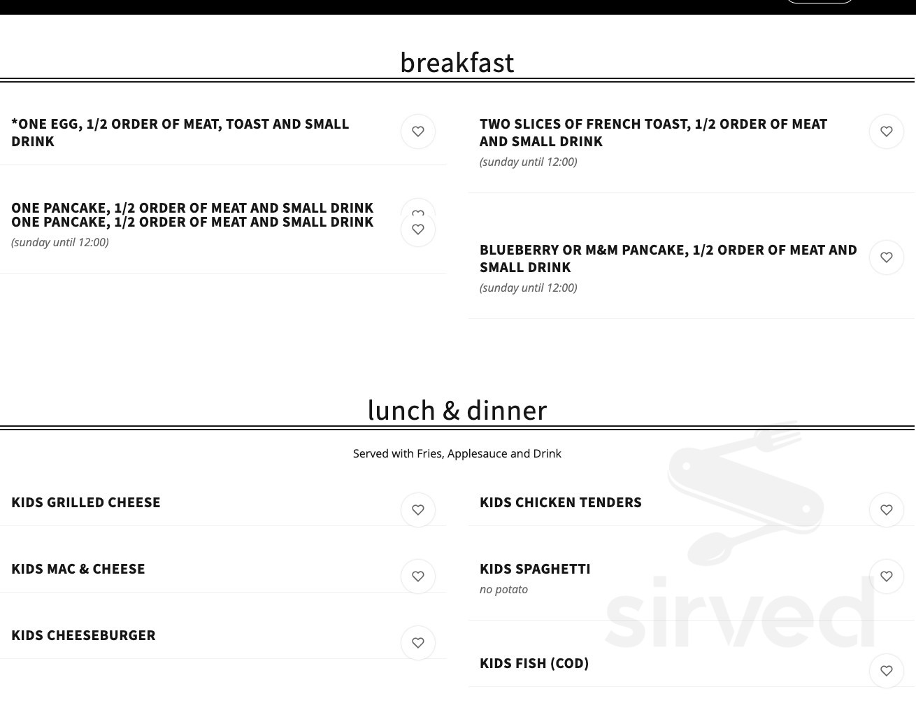 Alex's Railside Restaurant menu in Midland, Michigan, USA