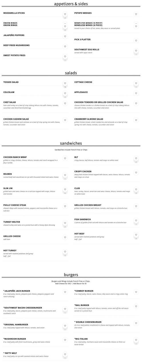 Alex's Railside Restaurant menu in Midland, Michigan, USA
