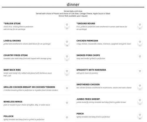Alex's Railside Restaurant menu in Midland, Michigan, USA