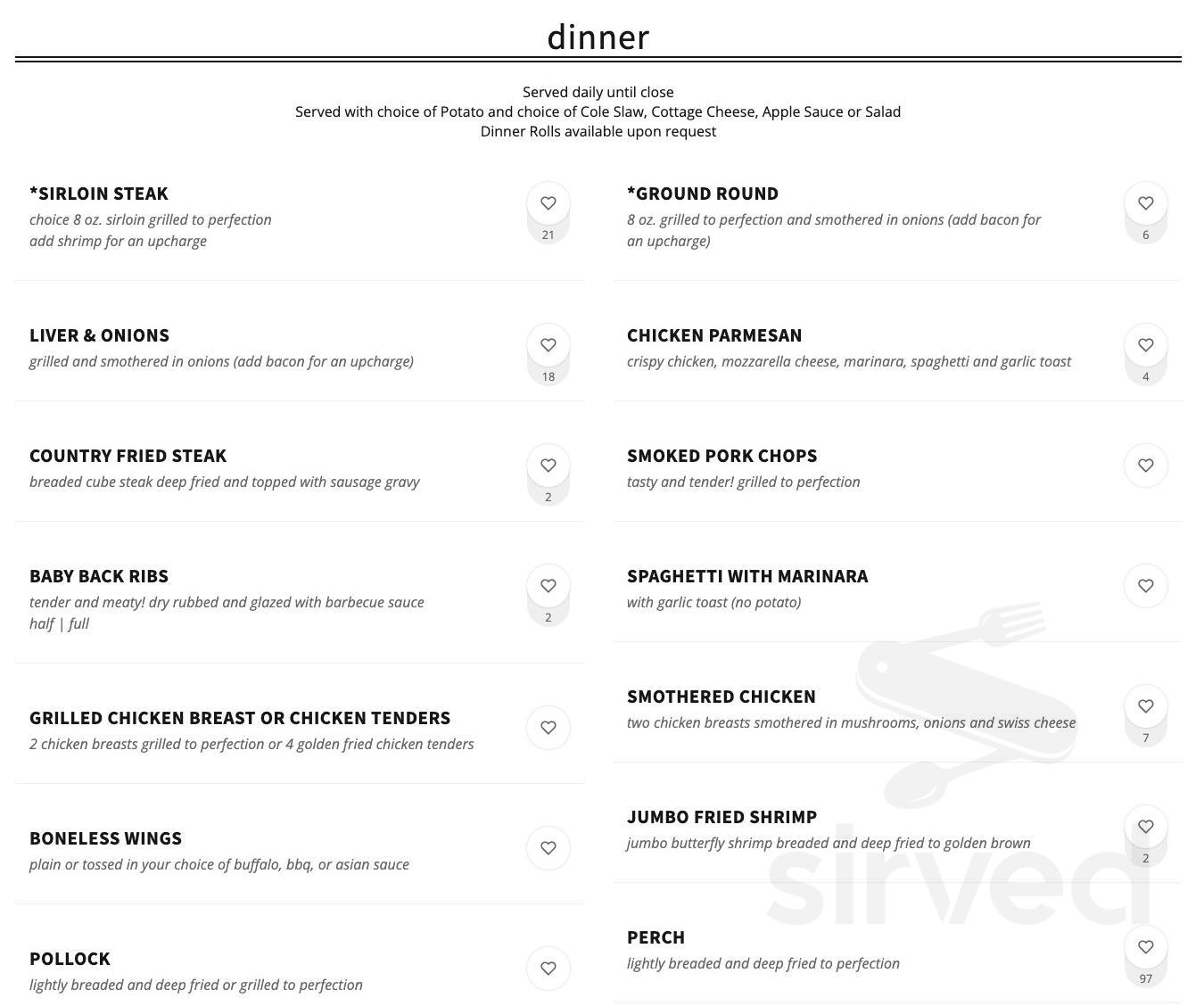 Alex's Railside Restaurant menu in Midland, Michigan, USA