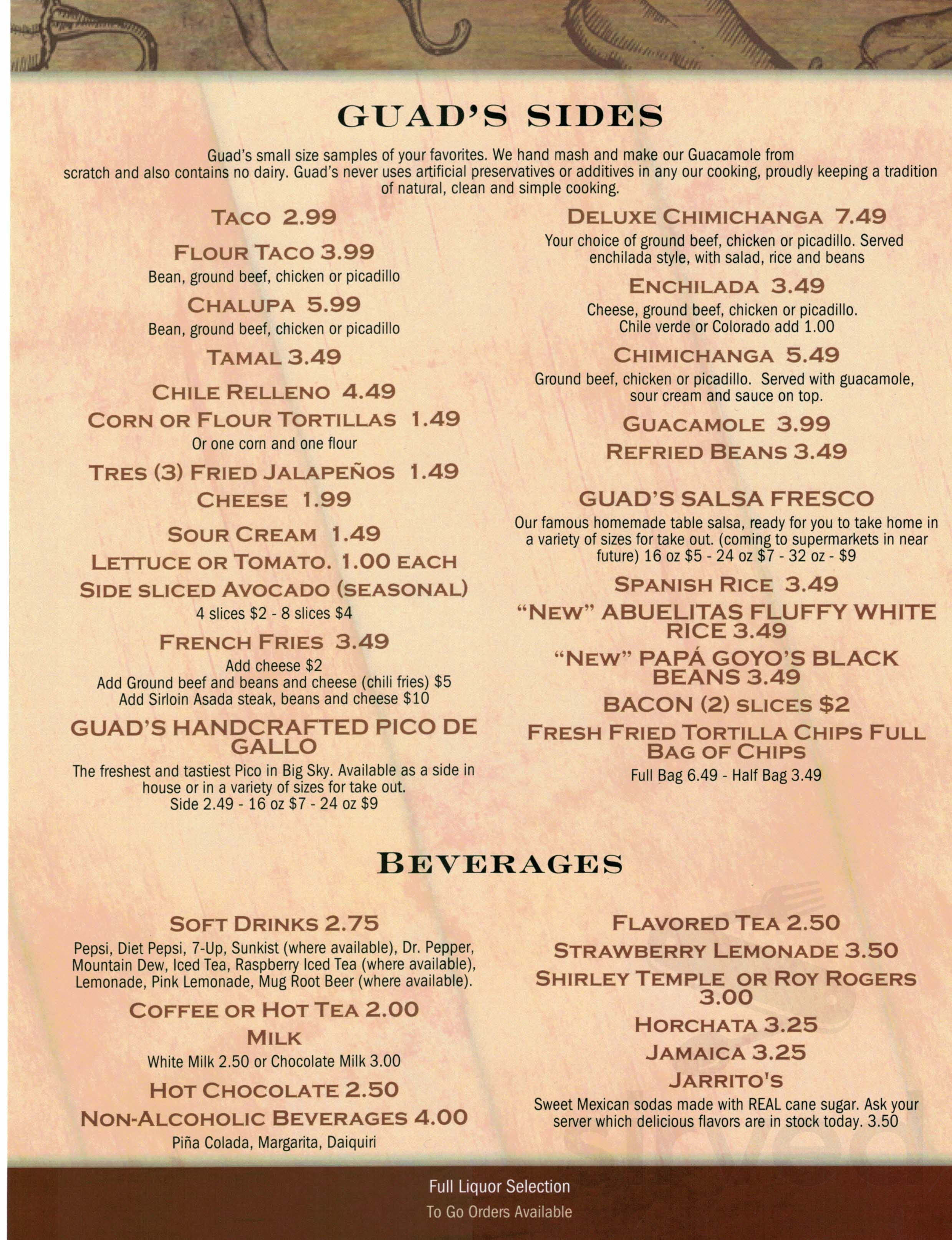 Guadalajara Grand menus in Billings, Montana, United States