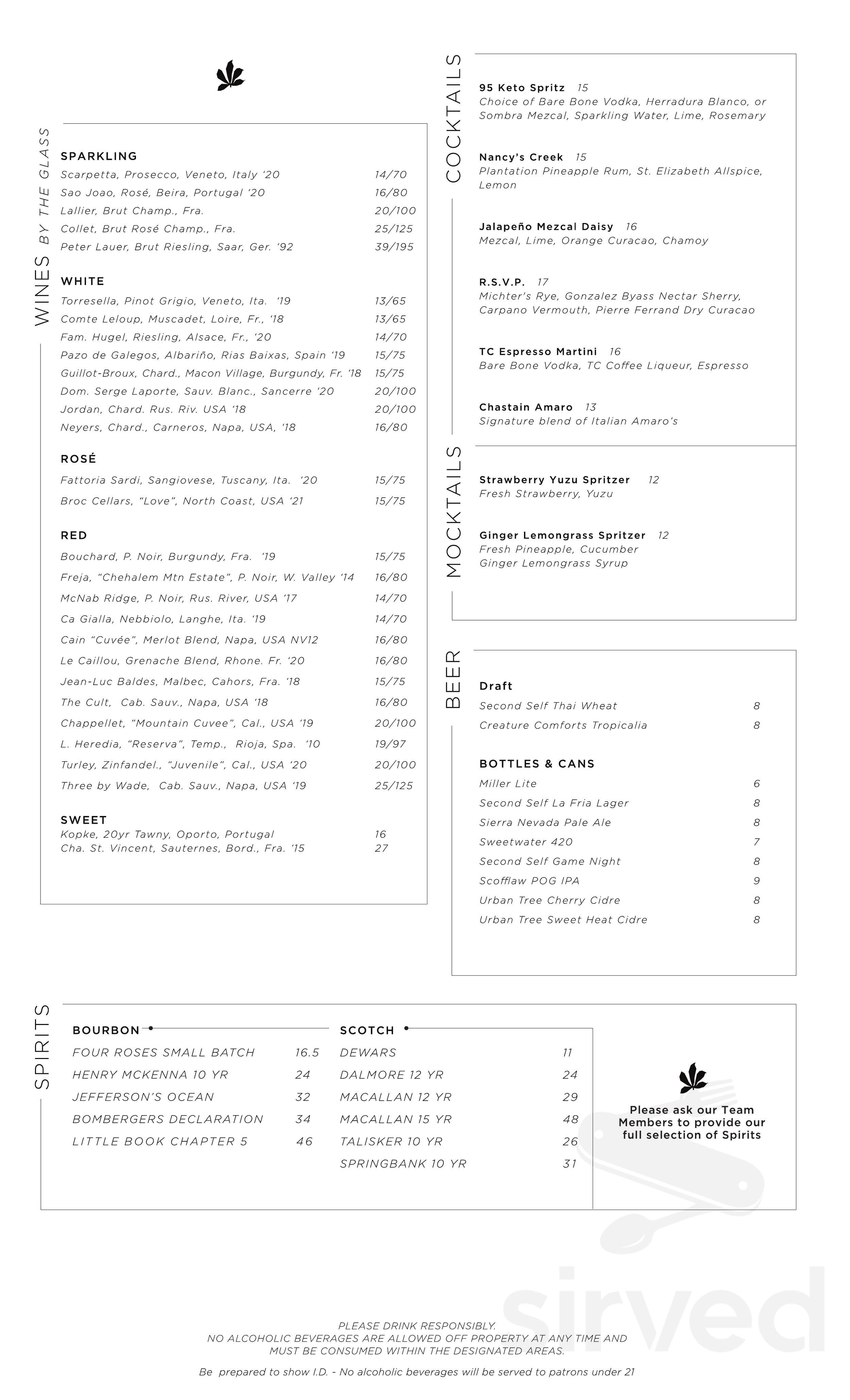 THE CHASTAIN - New American Bistro menu in Atlanta, Georgia, USA
