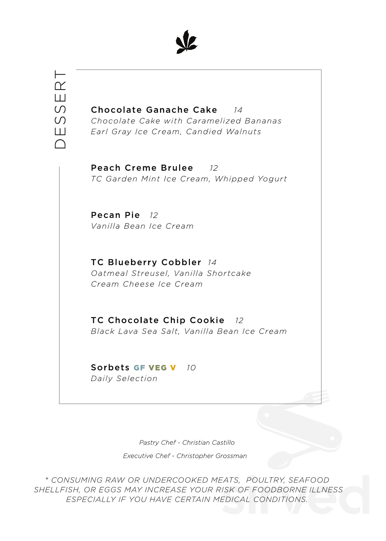 THE CHASTAIN - New American Bistro menu in Atlanta, Georgia, USA