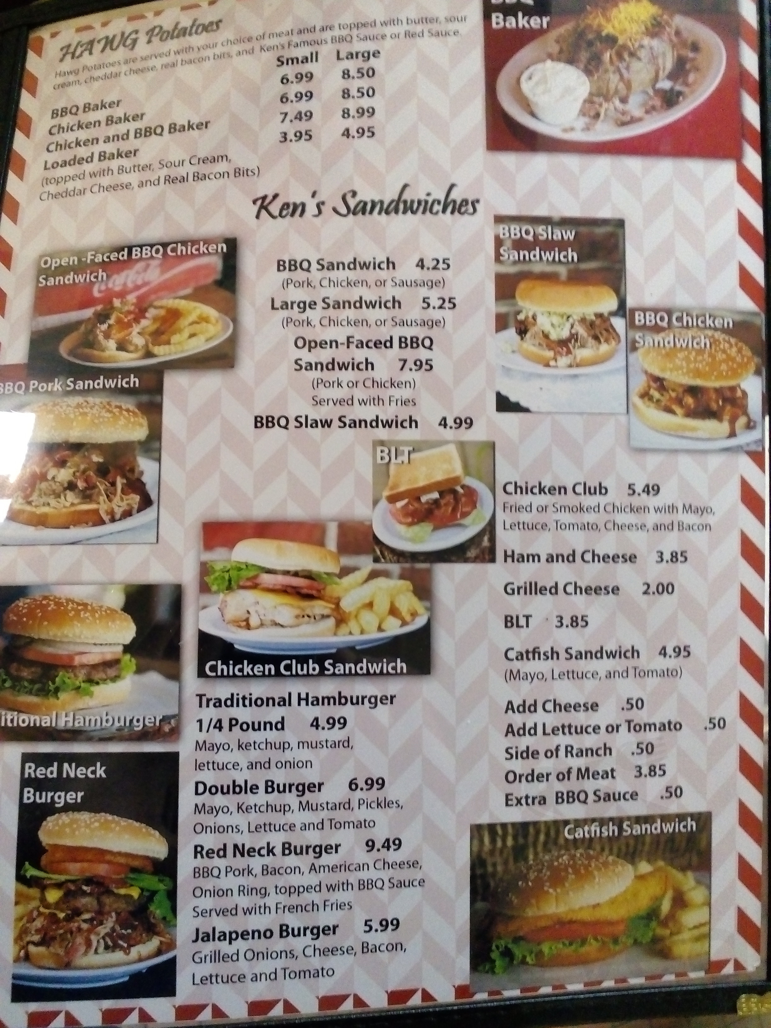 Ken's Hickory Pit Barbecue menu in Birmingham, Alabama, USA