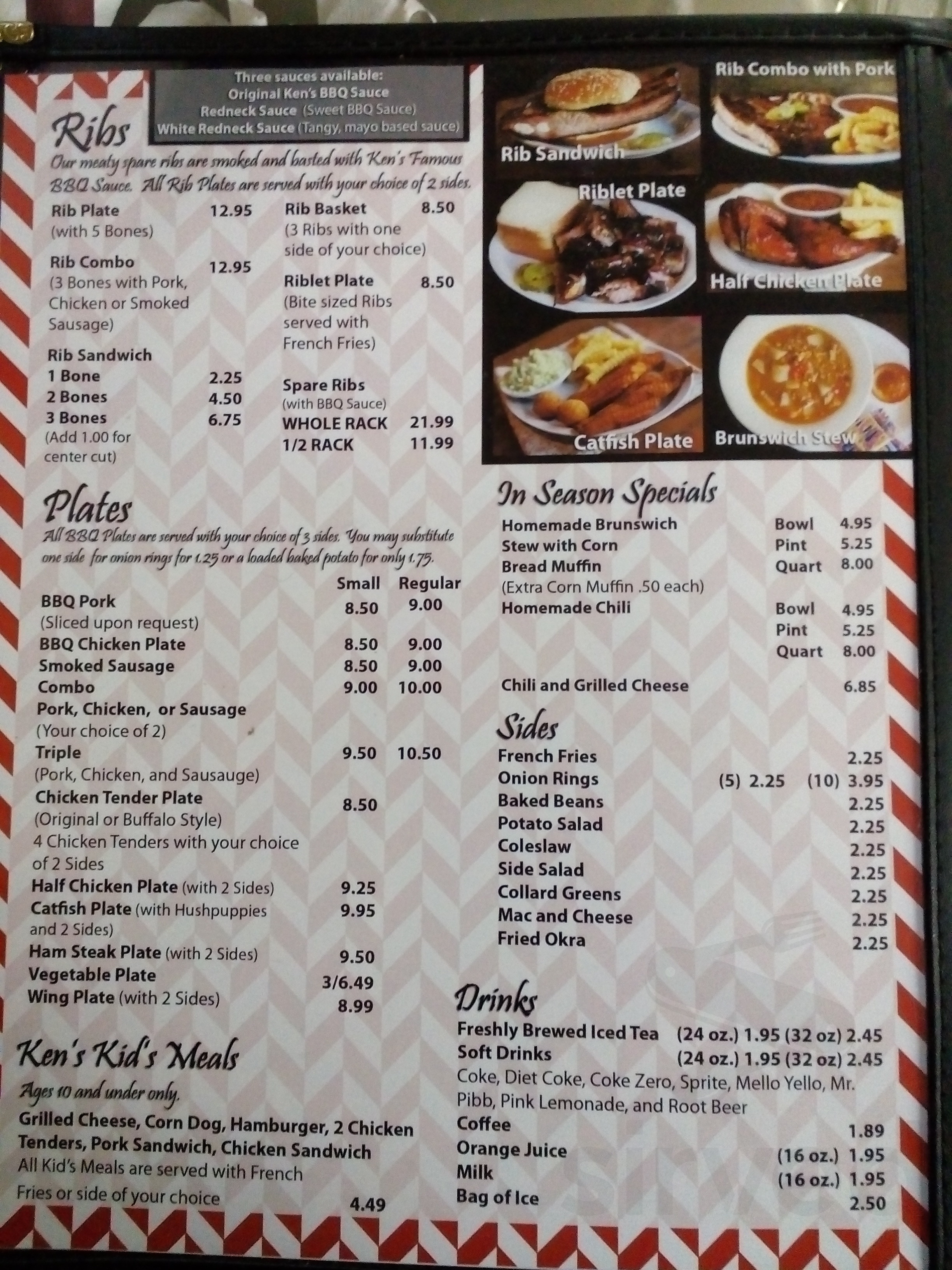 Ken's Hickory Pit Barbecue menu in Birmingham, Alabama, USA