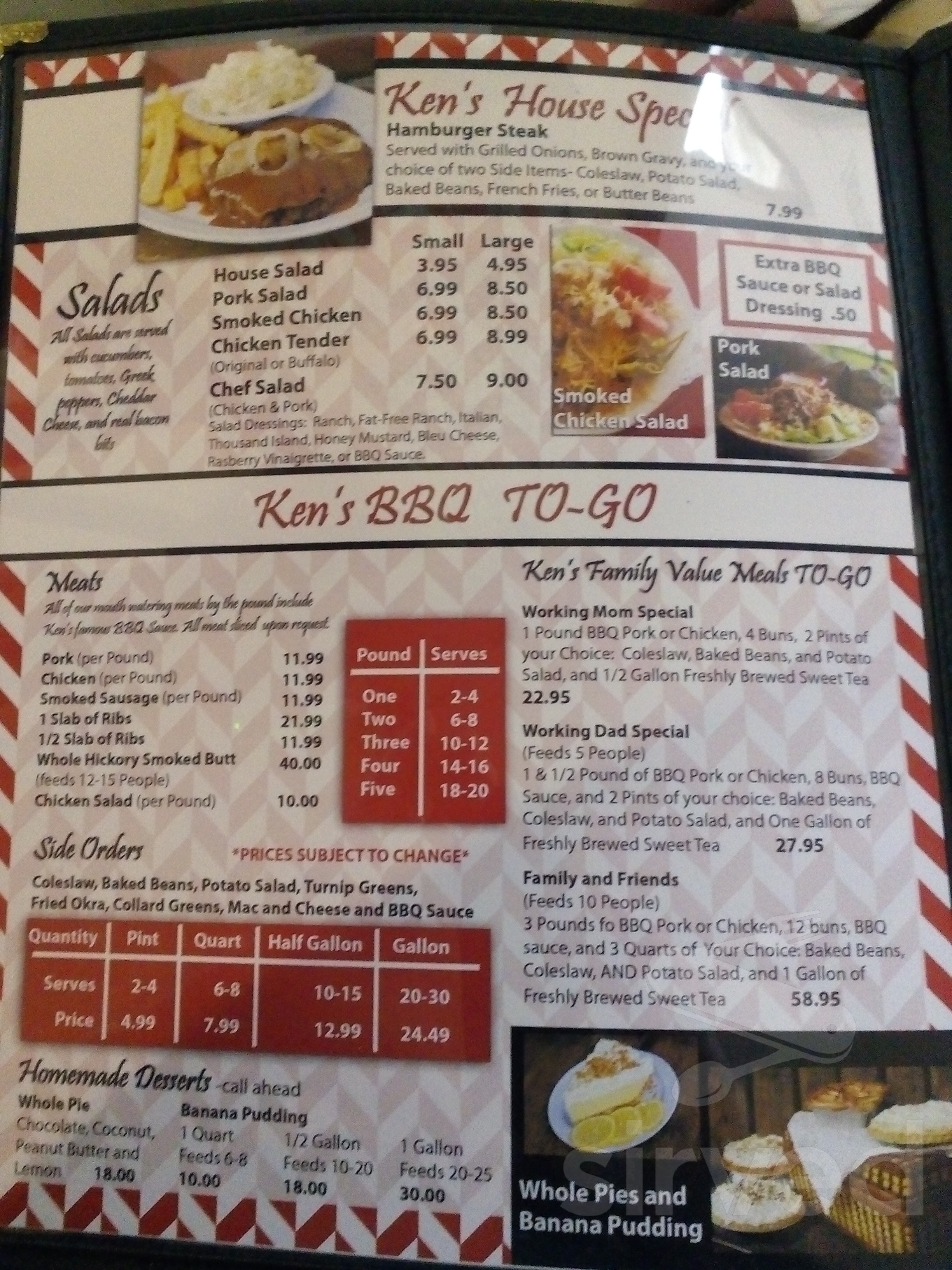 Ken's Hickory Pit Barbecue menu in Birmingham, Alabama, USA
