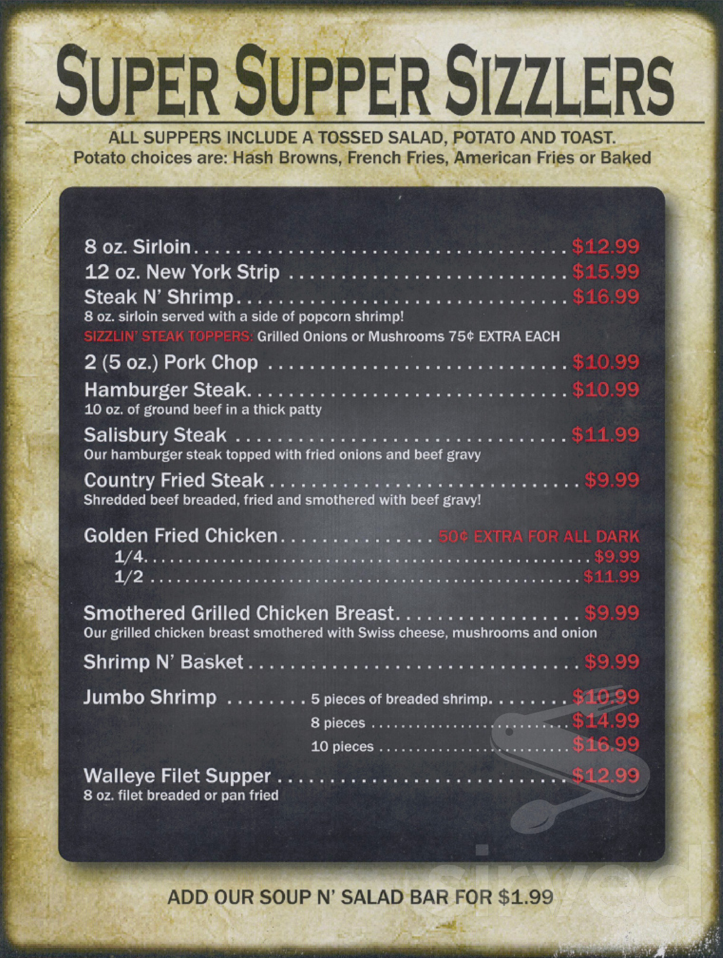 Pereboom's Cafe menu in Webster, South Dakota, USA