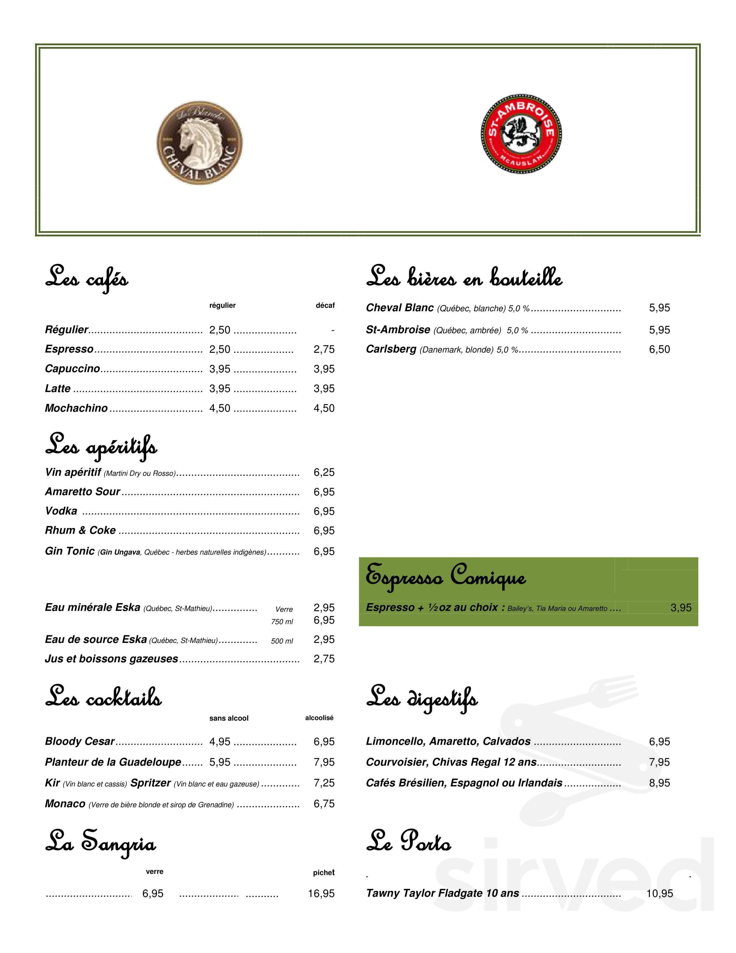 Maison Du Spaghetti Dupont Joliette menu in Joliette, Quebec, Canada