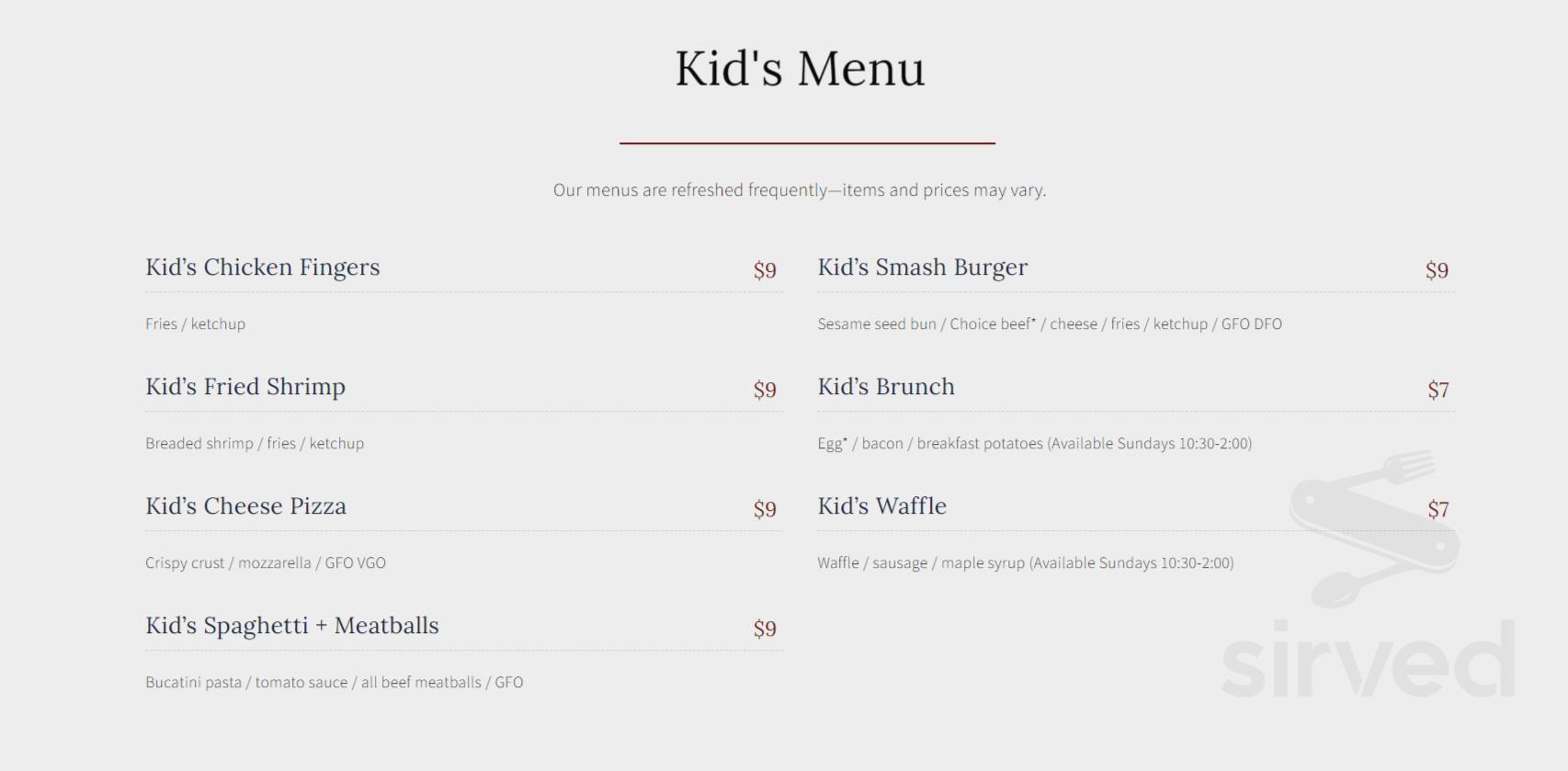 NAPA Kitchen and Wine menu in Midlothian, Virginia, USA