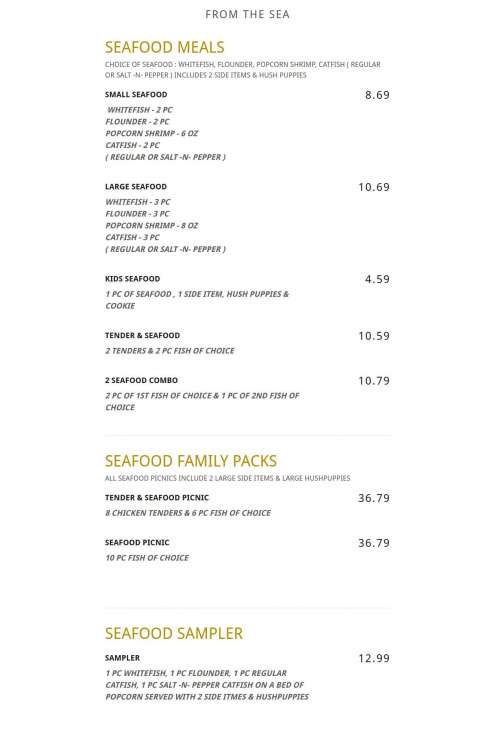 Todds Golden Fried Chicken menu in Marion, North Carolina, USA
