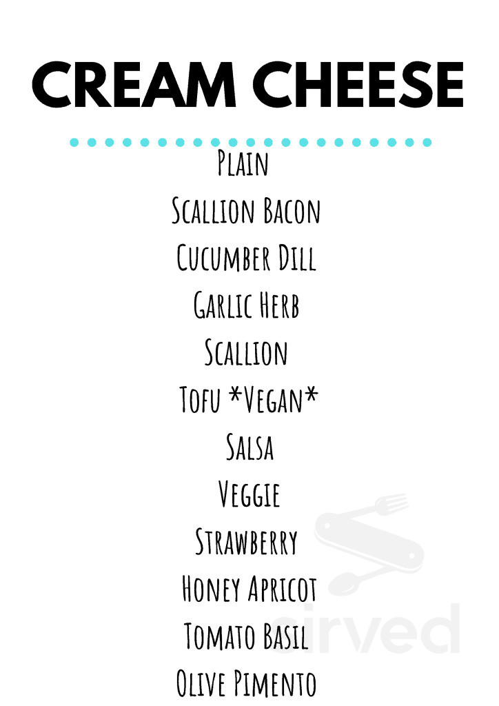 Bagel Time menu in Worcester, Massachusetts, USA